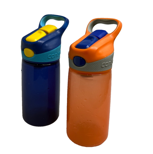 Contigo Kids Water Bottles Lot of 2 12oz Flip Top Spout Orange Blue BPA ...