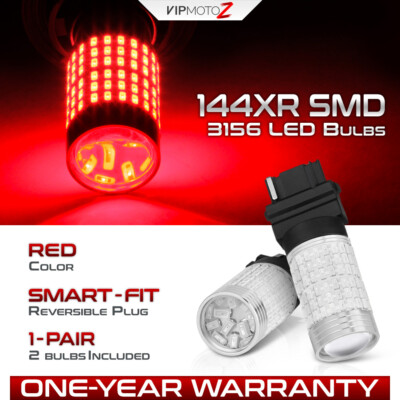 3156 T25 3456 "SUPREME-RED" SMD LED Light Bulbs 12V Rear Signal Brake ...