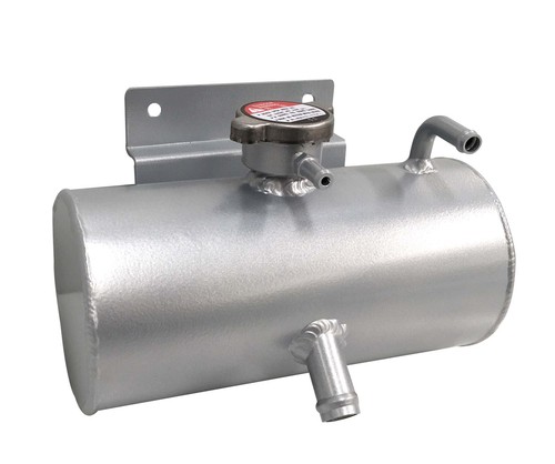 Universal Aluminum Header Horizontal Round Coolant Overflow Tank Bottle ...
