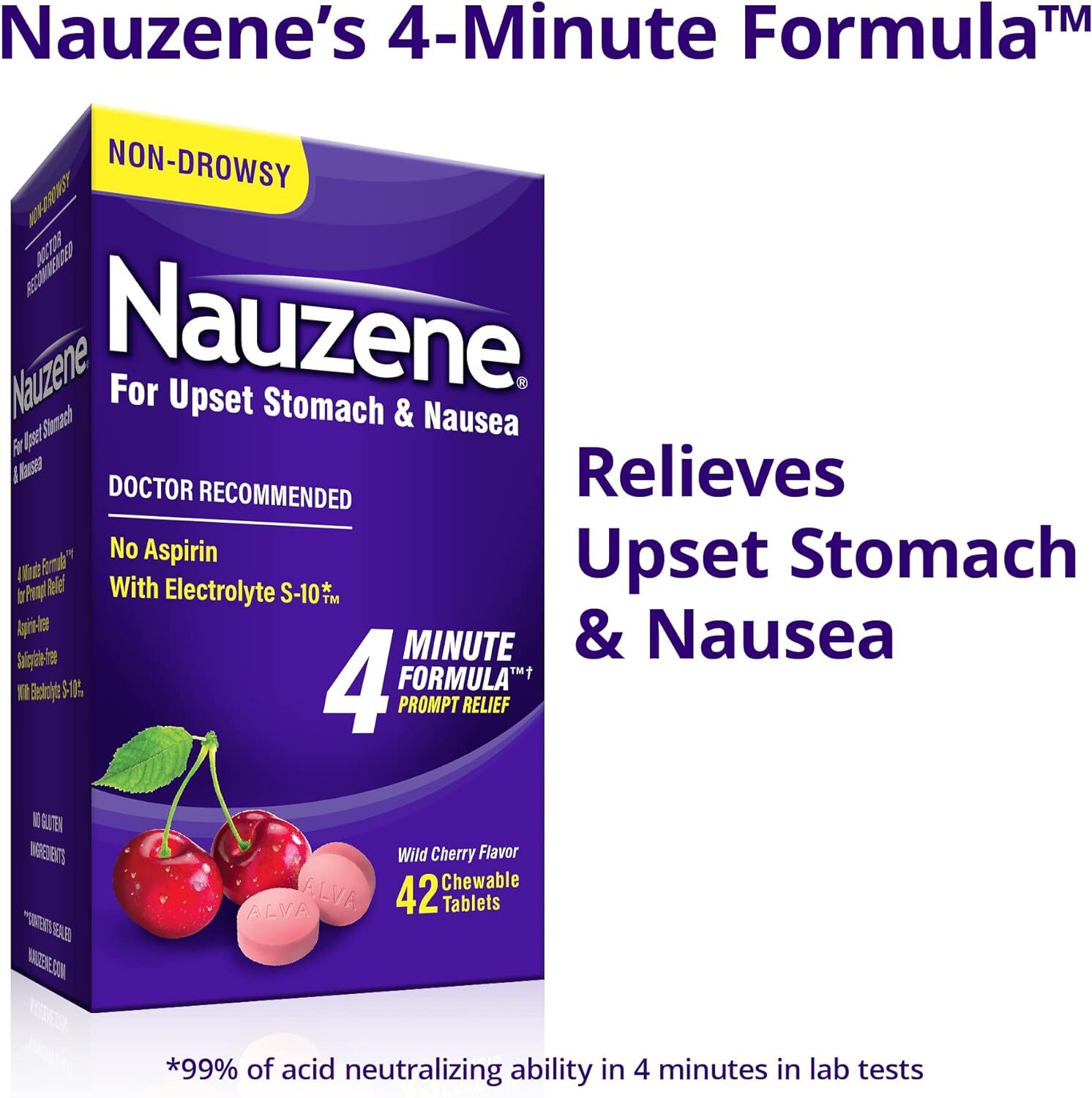Nauzene Nausea Relief Chewable Tablets Wild Cherry Flavor, 42 Ct | eBay