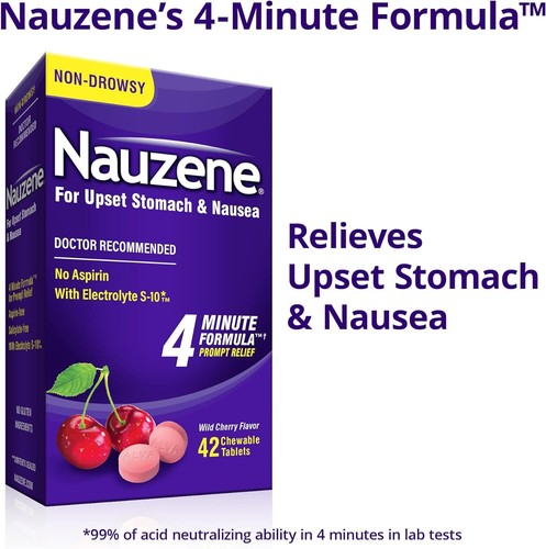 Nauzene Nausea Relief Chewable Tablets Wild Cherry Flavor, 42 Ct | eBay