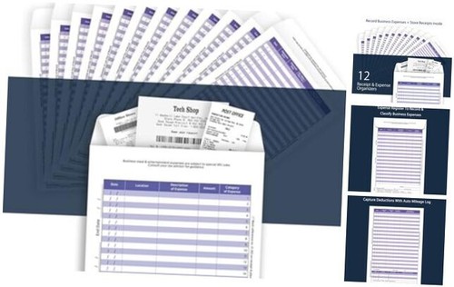 12 Set Receipts Organizer & Expense Envelope, Business Expense Tracker ...