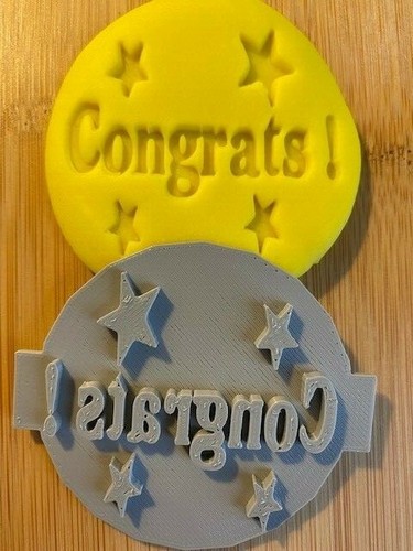 CONGRATS ! CONGRATULATIONS Fondant Icing Cupcake Cake Cookie Embosser ...
