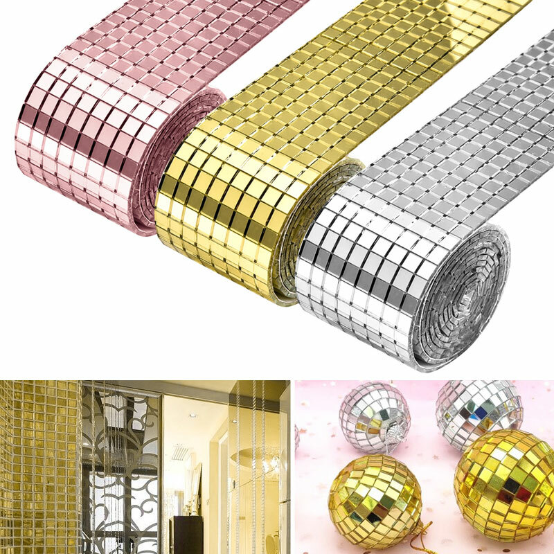 1 Roll Mirror Glass Mosaic Tiles Self Adhesive Wall Sticker Decal Home ...