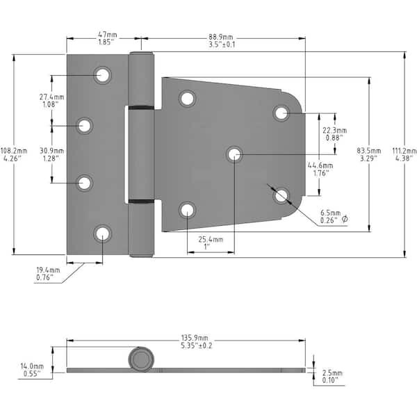2 Pack 3-1/2 in. Galvanized Heavy Duty Gate Fence Tool Box Door Tee ...