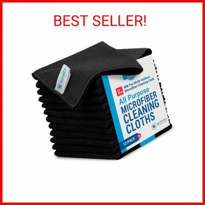 12" x 12" Buff Pro Multi-Surface Microfiber Cleaning Cloths | Black ...