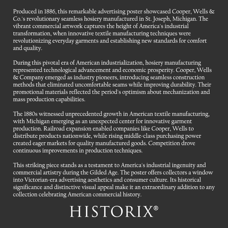 1886 St Joseph Michigan Seamless Hosiery Advertising Poster Victorian ...