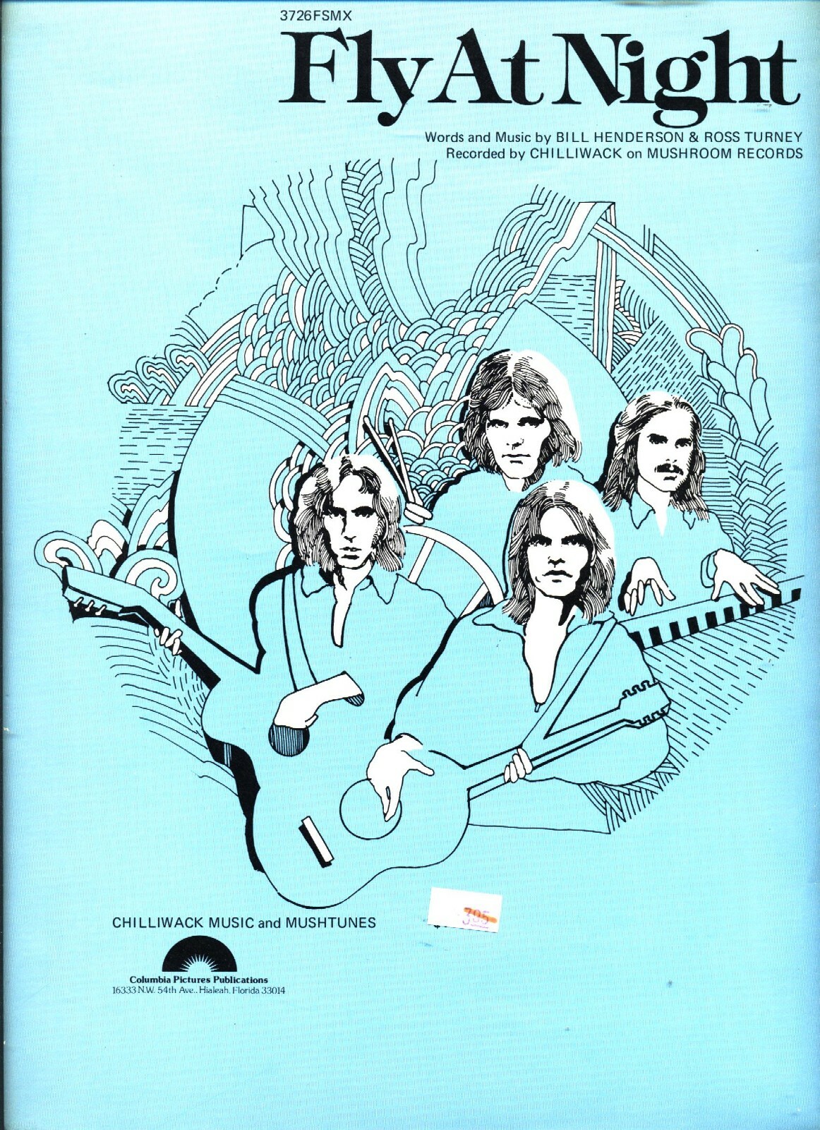 CHILLIWACK FLY AT NIGHT SHEET MUSIC-PIANO/VOCAL/GUITAR/CHORDS-VERY RARE ...