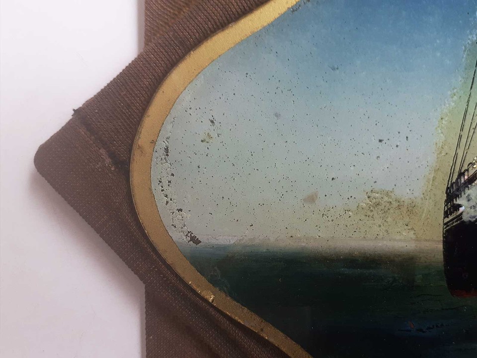 RMS TITANIC (pre-sinking!) & RMS OLYMPIC pair 'Reverse Glass Painting ...