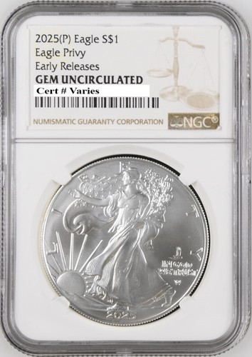 2025 p silver eagle with eagle privy ngc gem uncirculated brown | eBay