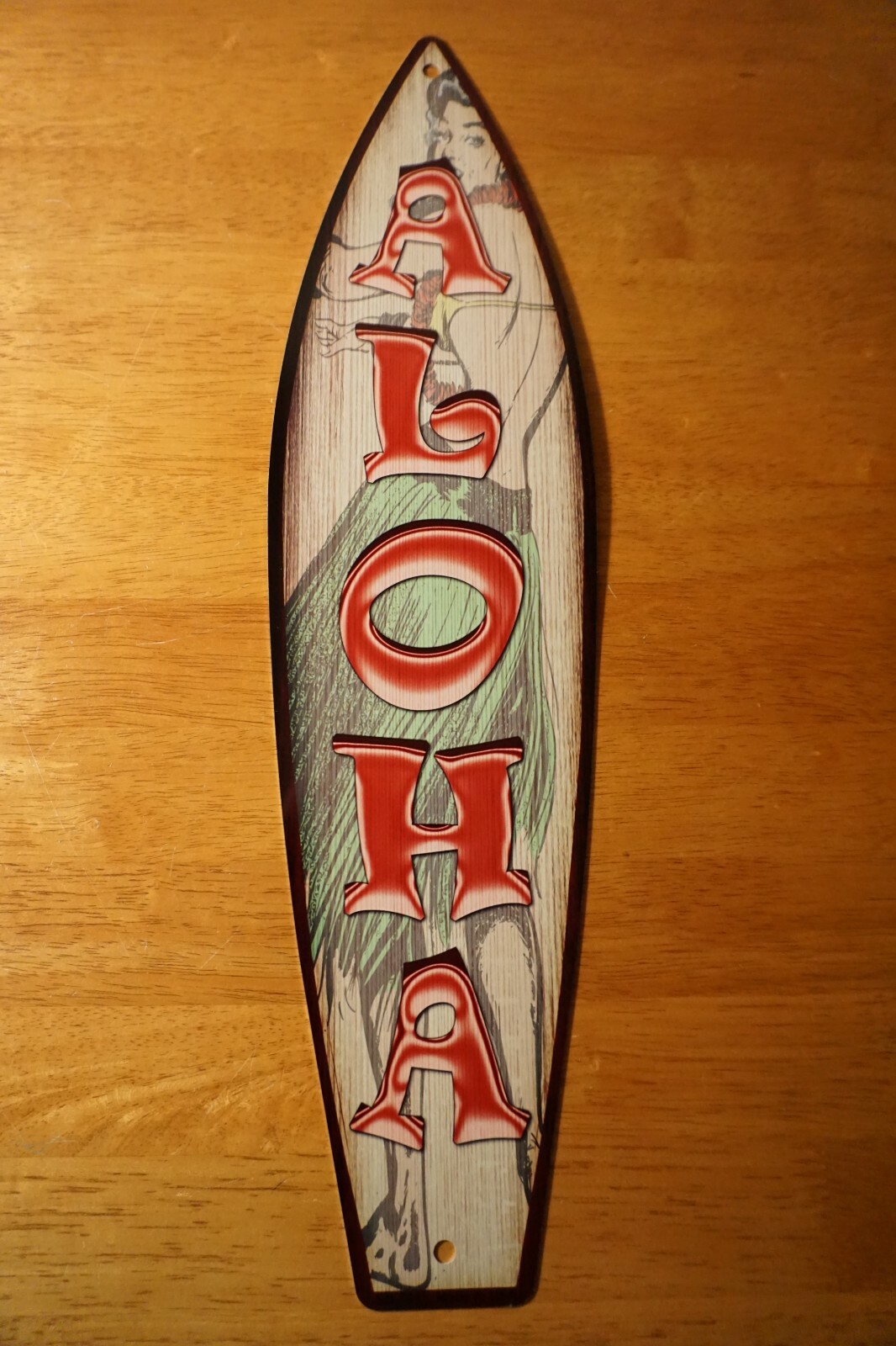 ALOHA Hula Dancer Surfboard Sign Retro Luau Tiki Bar Coastal Beach ...