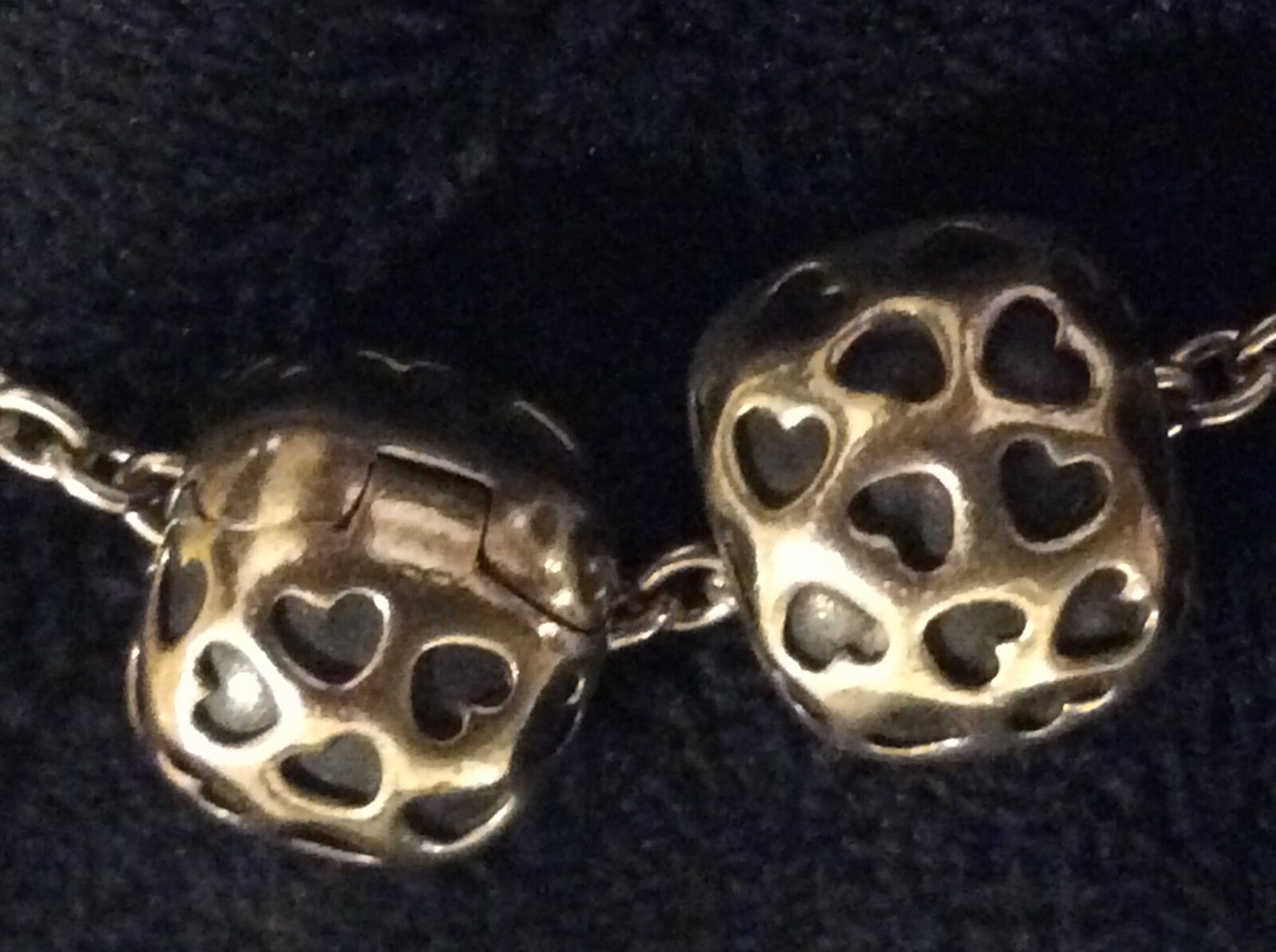 Valentines pandora love heart clips x 2 solid rare hallmarked ex con ...