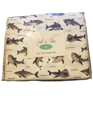 Jack & Ellie 3Pc Twin Sheet Set - Jaws | eBay