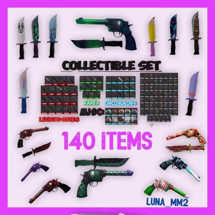 Mm2 FULL COLLECTIBLE SET 🌙 GLITCH 2, TOXIC SET, JD, AURORA SET, SKATE ...
