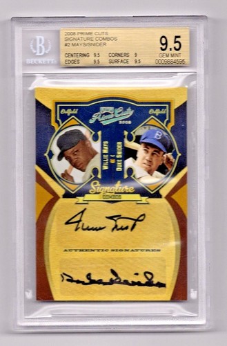 2008 Playoff Prime Cuts Willie Mays Duke Snider Dual Autograph /10 BGS ...