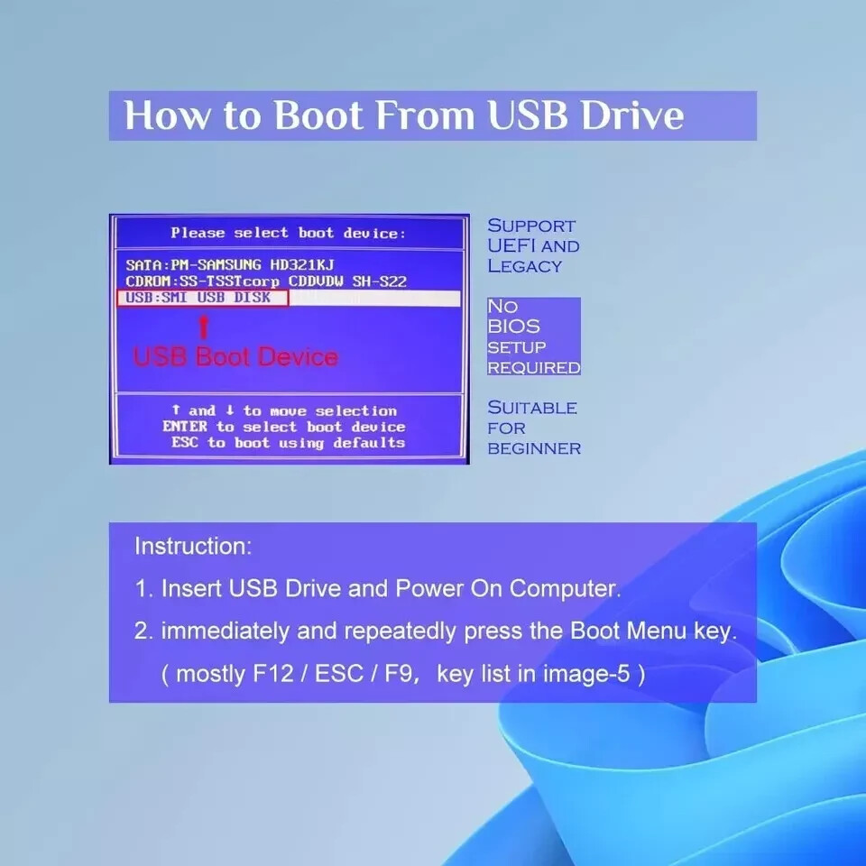 64GB - Bootable Windows 11/10 / 8.1/7, USB Driver 3.2 for Reinstall ...