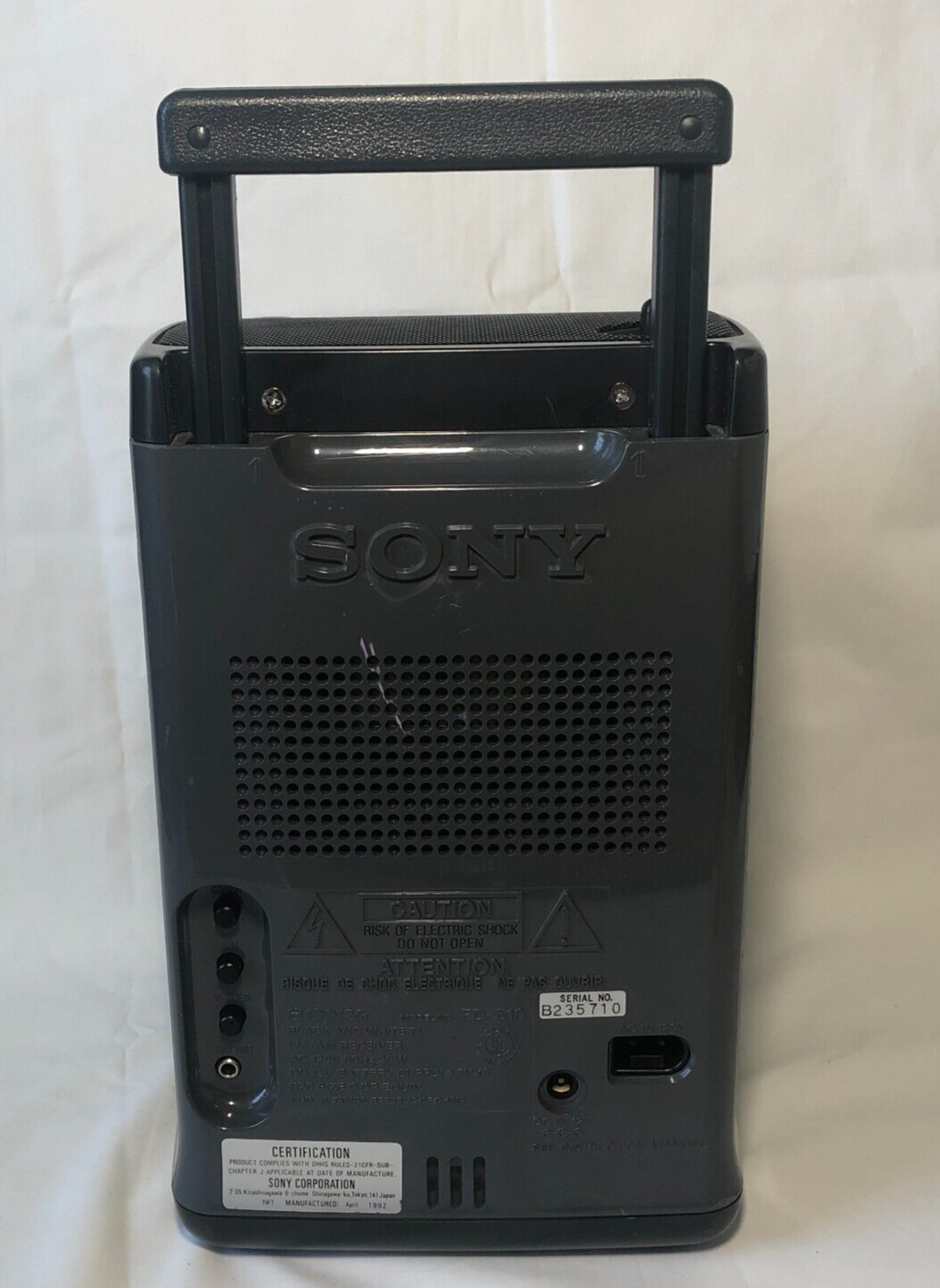 Sony Mega Watchman Black Portable FD-510 B&W TV FM AM Radio Receiver ...