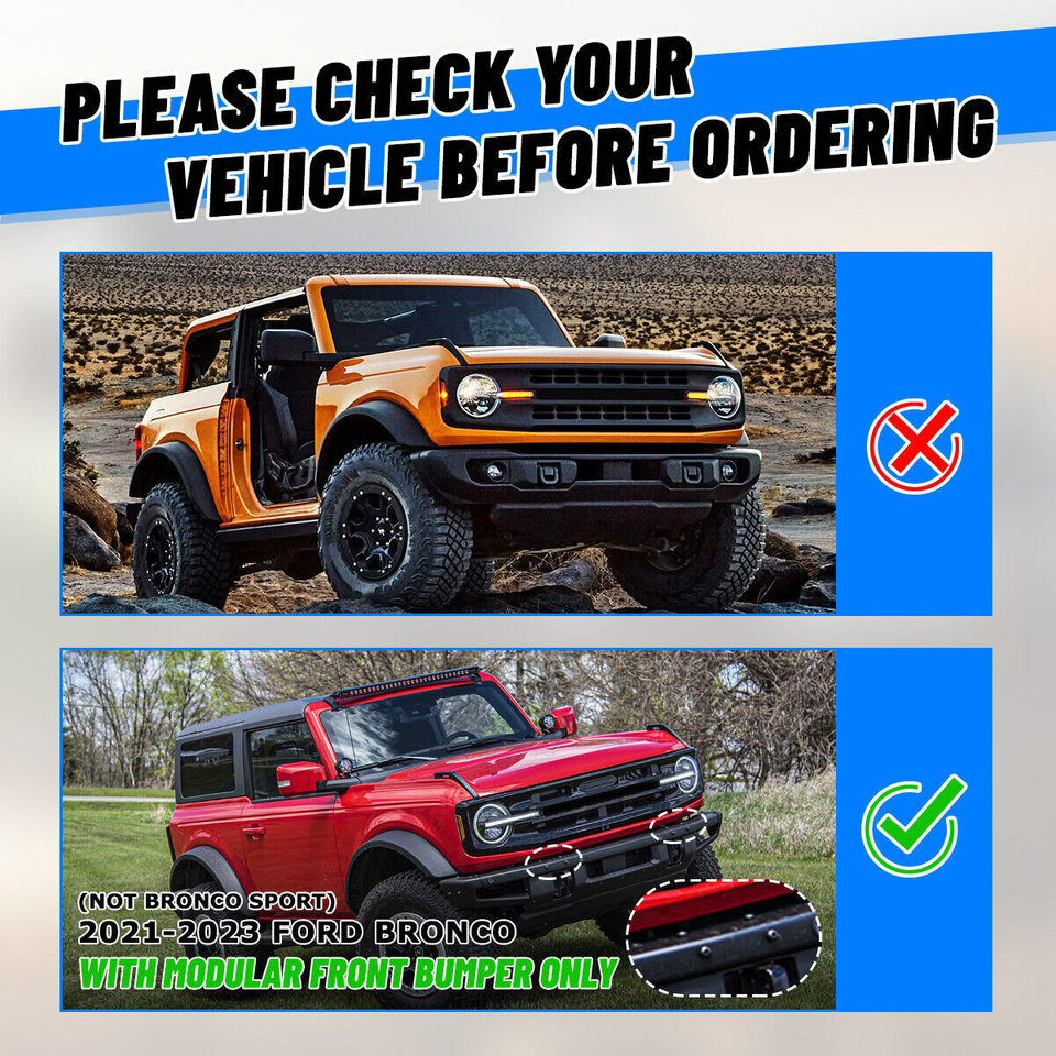 Front Bumper Winch Bracket For 2021-2026 Ford Bronco+Radar Hole+Camera ...