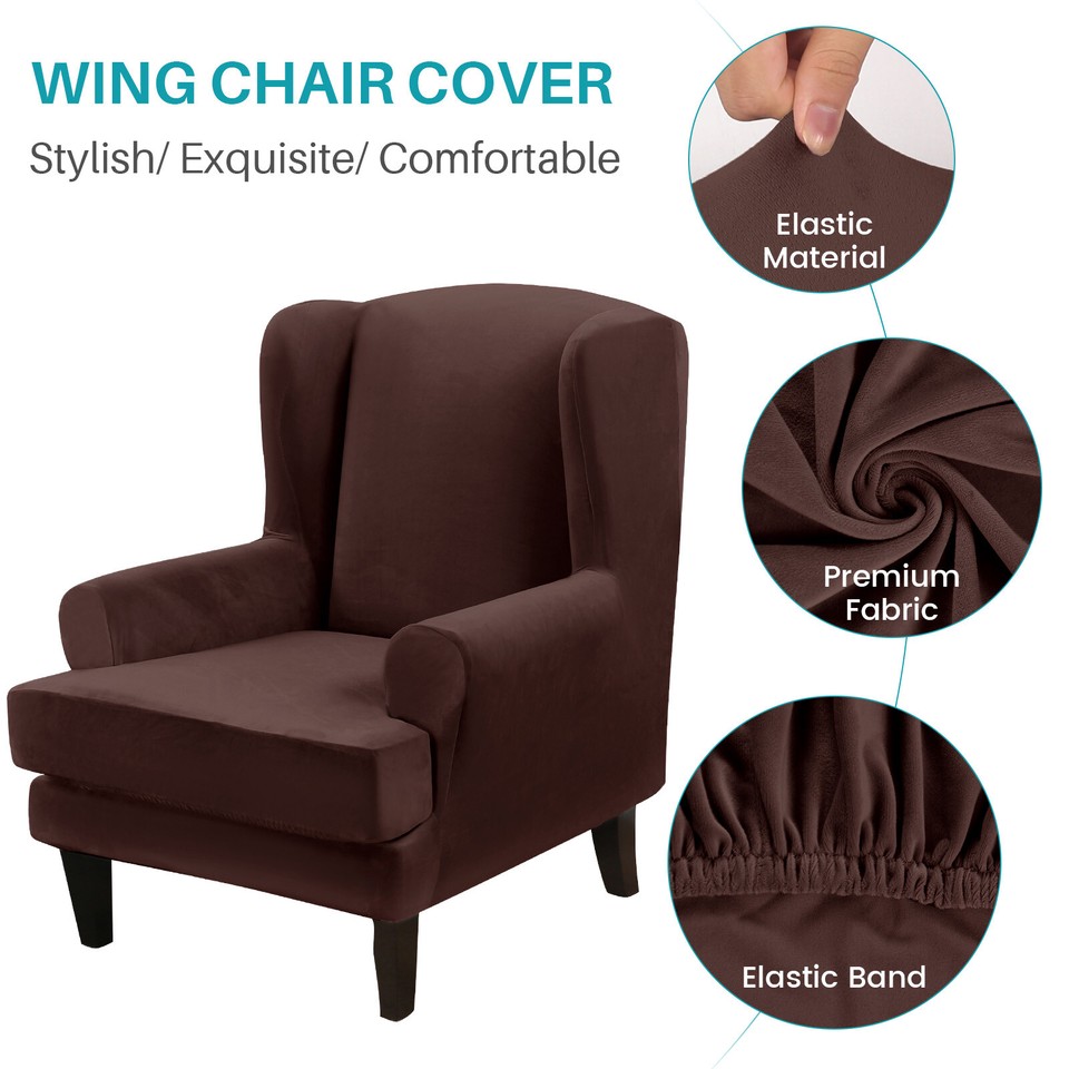 Wingback Chair Cover 2-Pieces Stretch Armchair Sofa Slipcover Wing ...