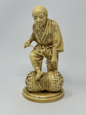 Japanese Porcelain 8” Antique Vintage Fishing Man Figure Statue | eBay UK