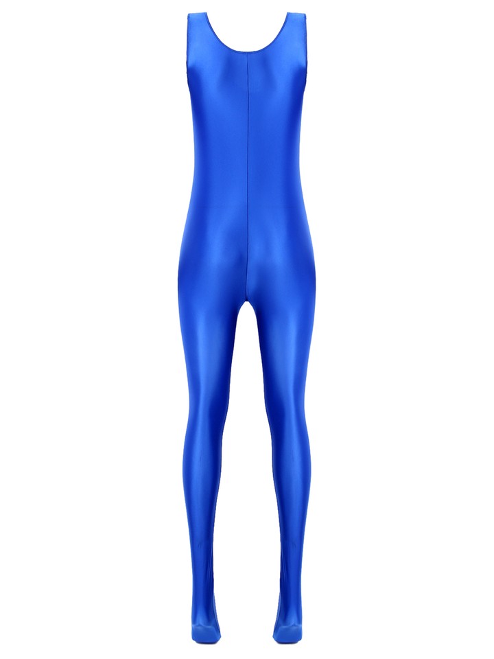 US Women's Shiny Oil Silk Spandex Bodysuit Unitard Tank Catsuit ...