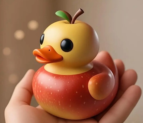 3” Apple Shaped Rubber Duck Style Resin Collectible Ducky Back to ...