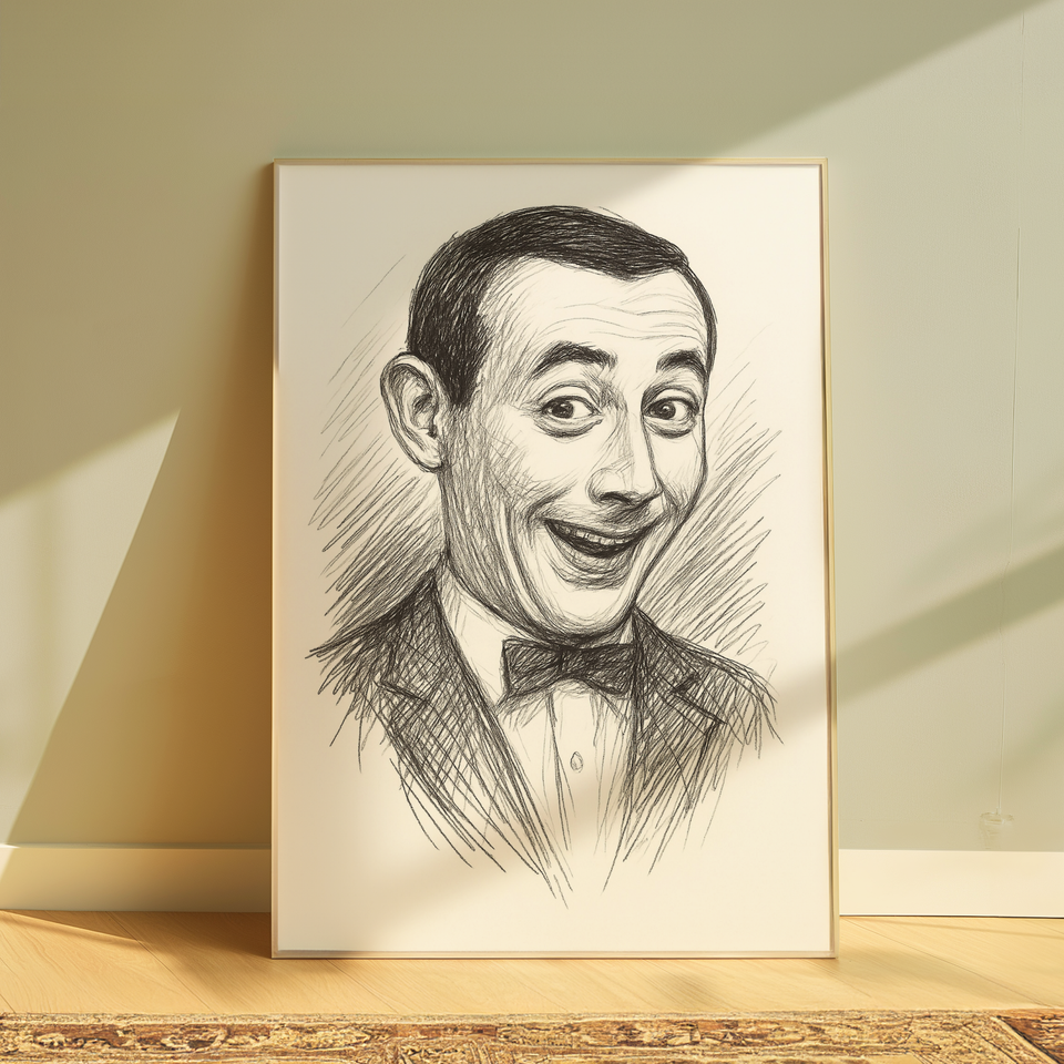 PEE-WEE HERMAN DRAWING PRINT PORTRAIT SKETCH 8" x 10" PEE-WEE HERMAN ...