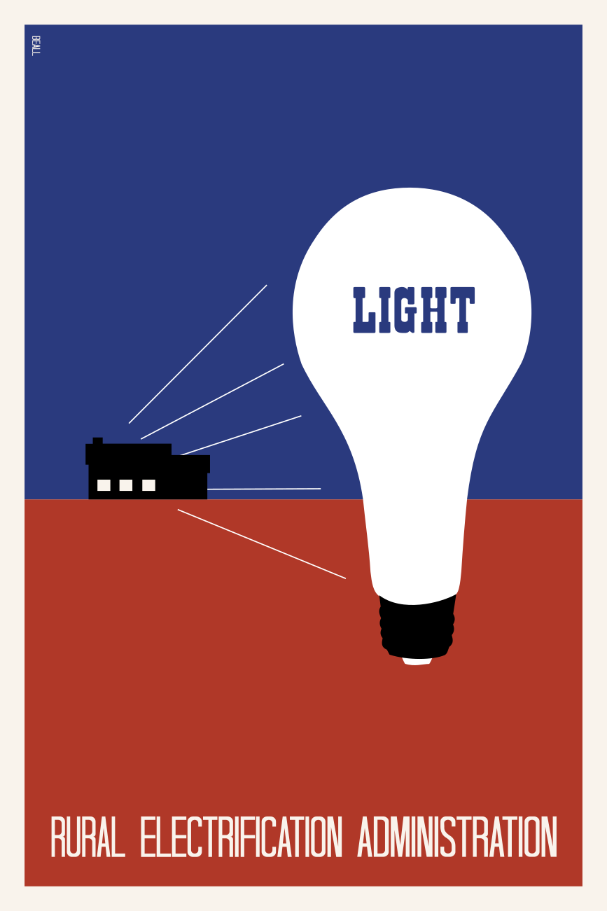 Rural Electrification Administration Light Bulb House WPA Poster Art ...