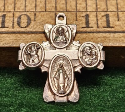 VINTAGE STERLING SILVER 4-WAY CROSS SCAPULAR MEDAL | eBay