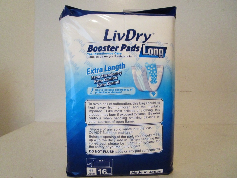 LivDry Incontinence Booster Pads Use with Diapers Women & Men Xtra ...