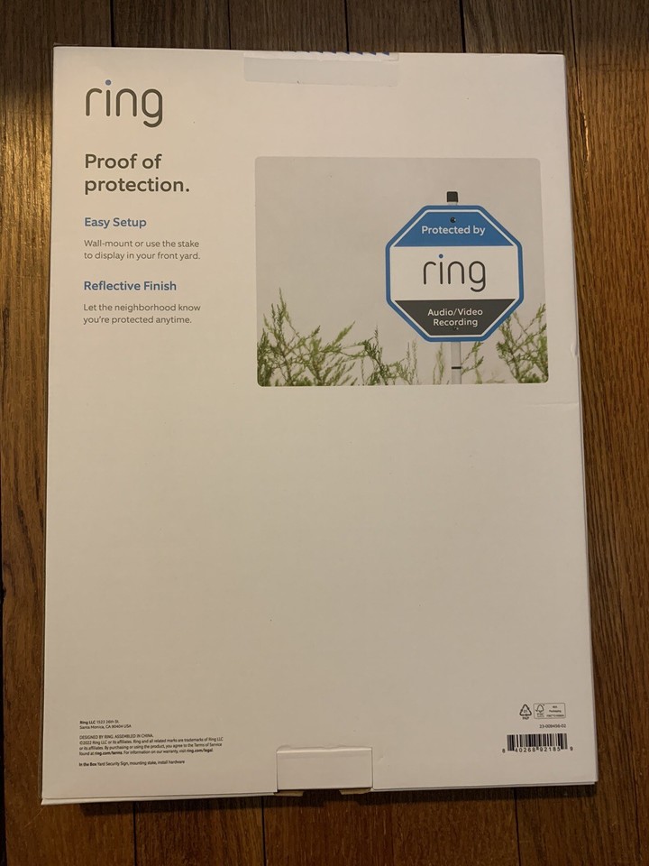 NEW 🔥 Official Licensed Ring Doorbell Security Yard Sign Audio/Video ...