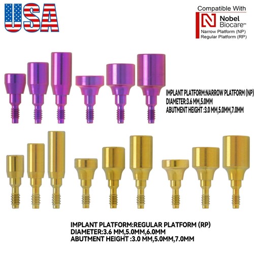 US Dental Healing Abutments Cap NP/RP Fits Nobel Biocare ∅3.6/5.0/6.0 H ...