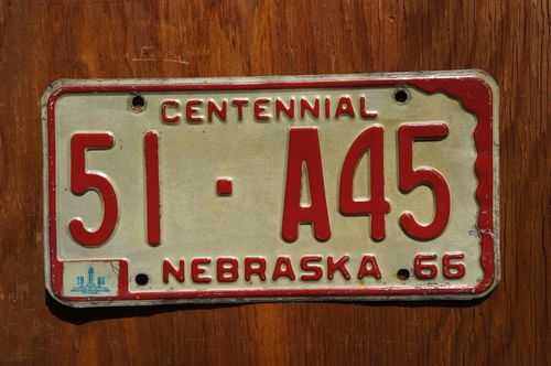 1966 - 1968 Nebraska Centennial License Plate # 51 - A45 | eBay