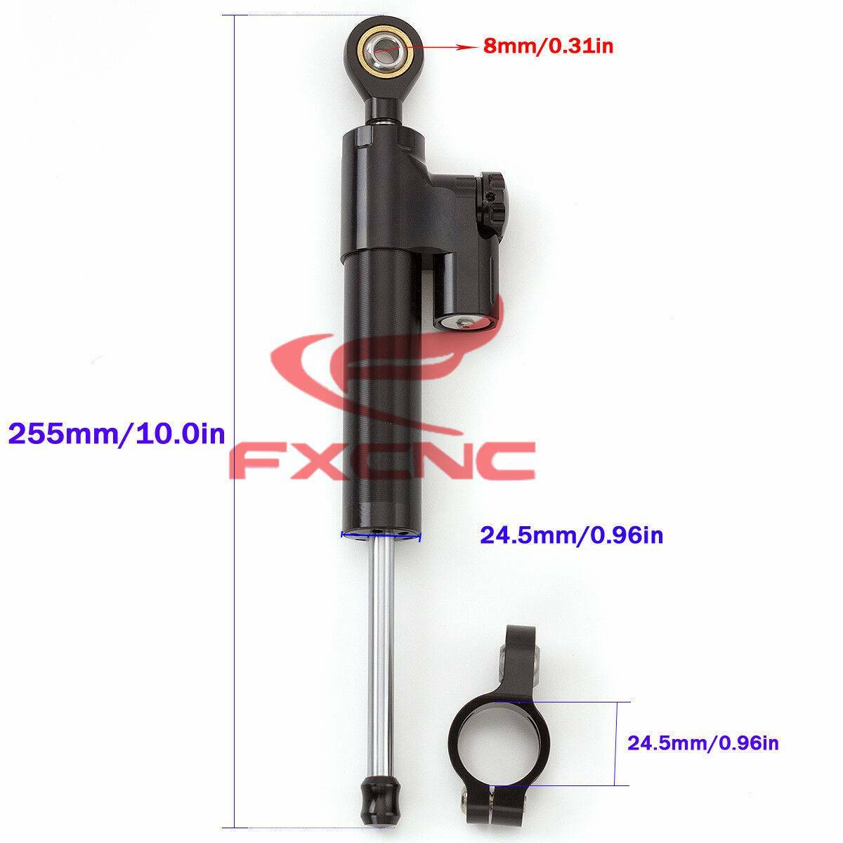 Black Motorcycle Universal FXCNC Adjustable Steering Damper Stabilizer ...