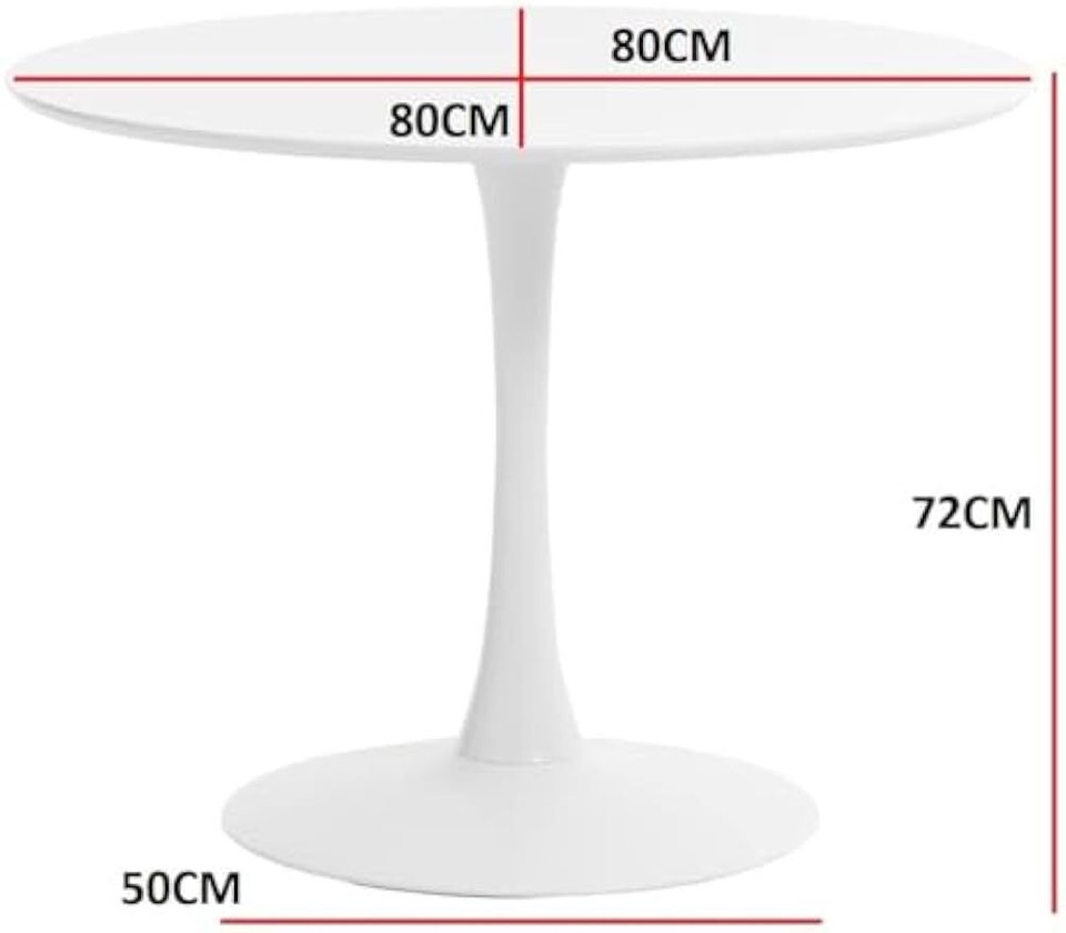 Modern Round Dining Table 80cm White Colored Top Small Kitchen Dining ...