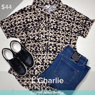 NWT LulaRoe LARGE Charlie Button Up Tie Dye Shirt | eBay