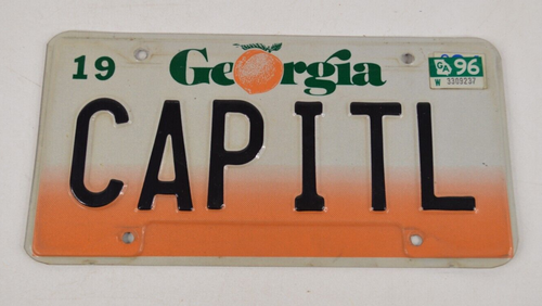 1996 Georgia Vanity License Plate CAPITL Capital Capitol Peach Vintage ...