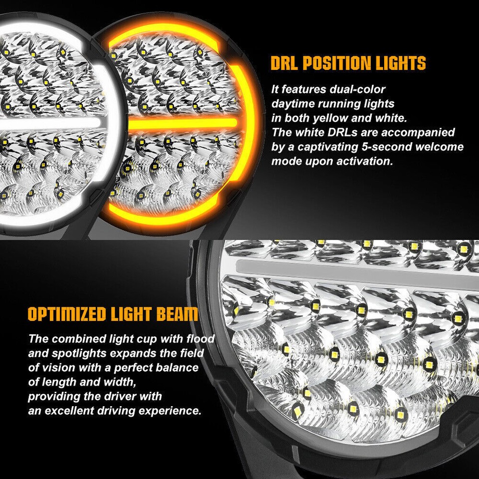 7/9 inch ROUND LED SPOT Driving Lights Off Road Spotlights Foglight ...