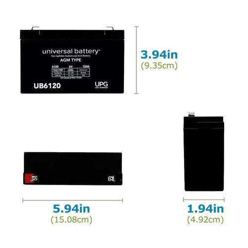UPG UB6120 6V 12Ah Replacement Battery compatible with Panasonic LC ...
