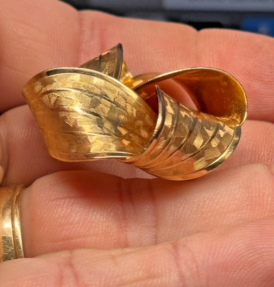 7.7g 12k Gold Filled RINC Designer BROOCH Jewelry RIBBON BOW WRAP | eBay