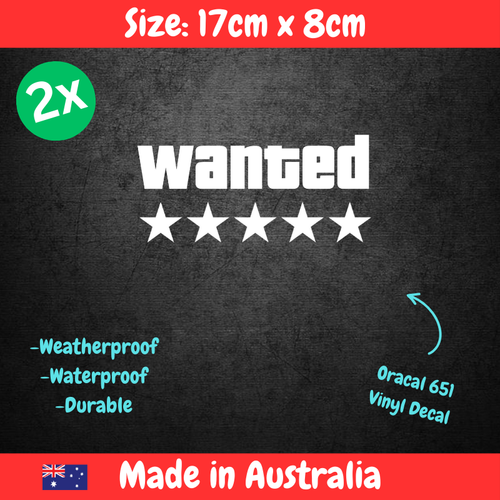 2x GTA Wanted Level 5 Stars Vinyl Sticker Cool Laptop Car Bike Helmet ...