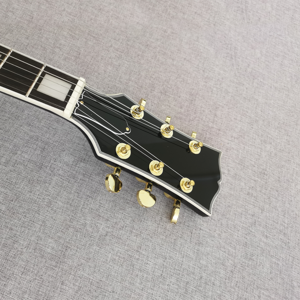 No logo Electric Guitar 335 6string F hole semi hollow black body GD ...