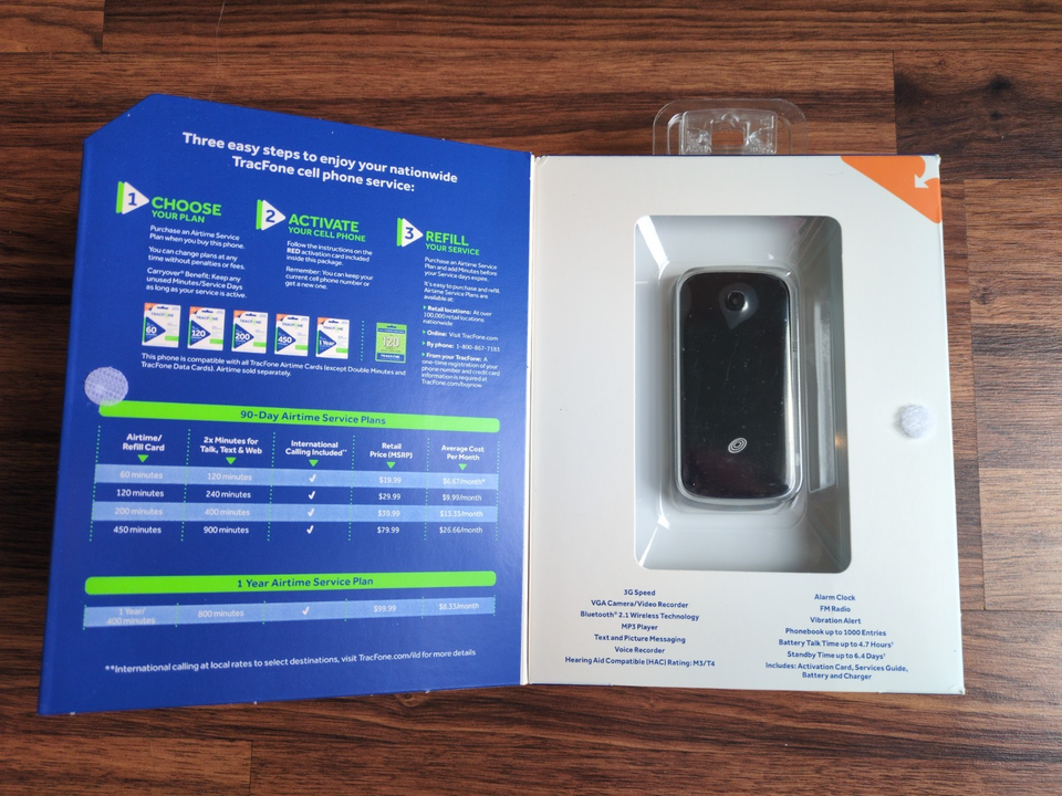 TRACFONE ALCATEL ONE TOUCH A206G FLIP PHONE - BLACK - New Sealed In Box ...