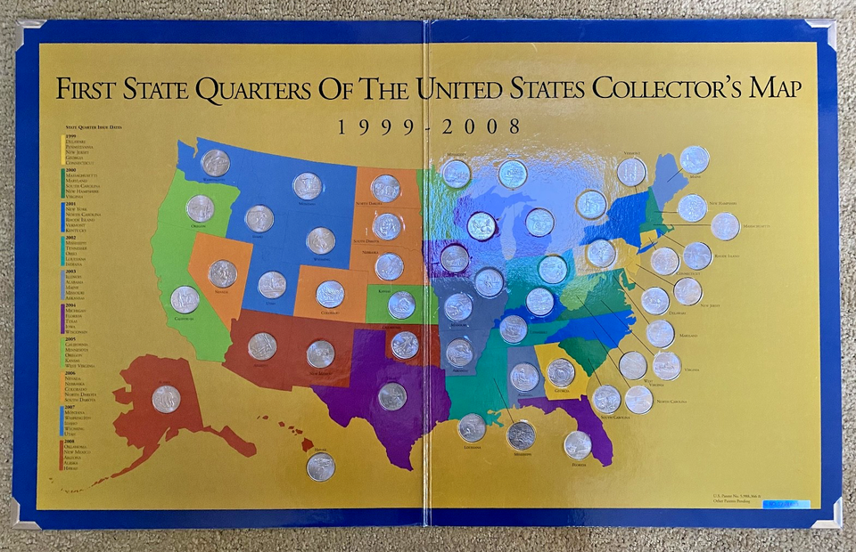 First State Quarters of the United States Collector Map 1999-2008 ...