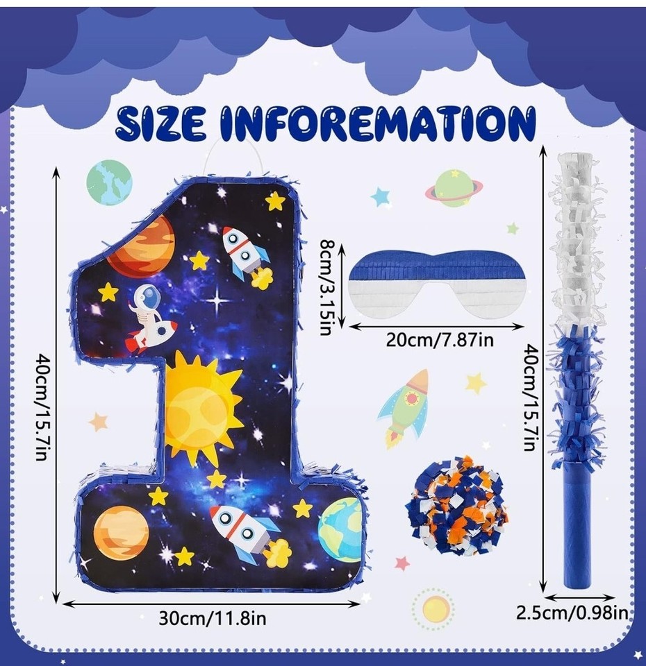 Number 1 Pinata for Kids 1st Birthday Party Decoration Supply Space ...