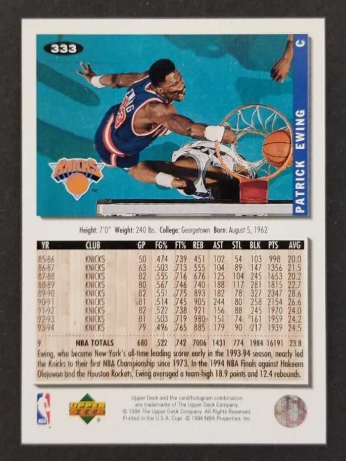 Patrick Ewing 1994 Upper Deck CC Basketball Card #333 (NM) | eBay