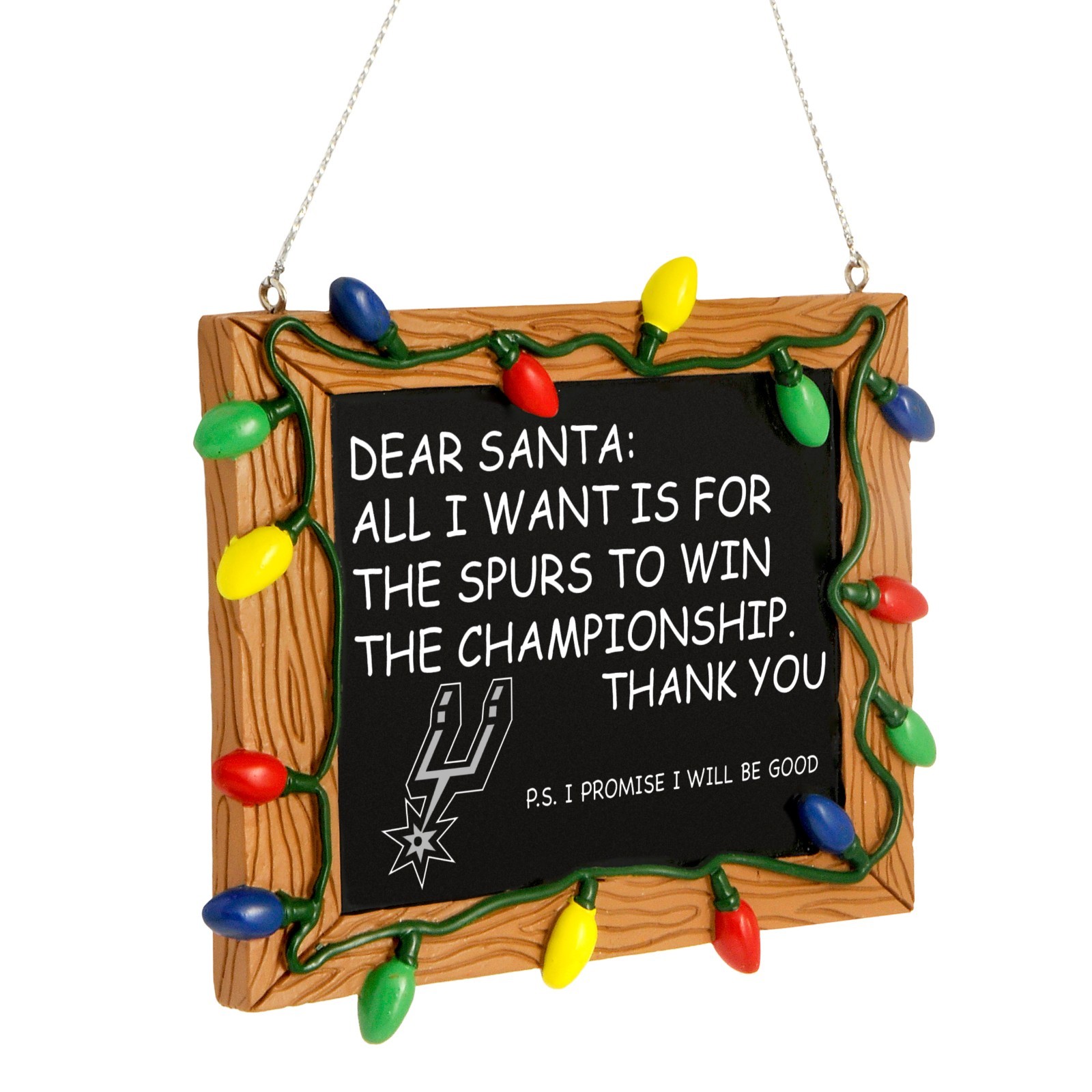 San Antonio Spurs Christmas Tree Ornament Chalkboard All I want win ...