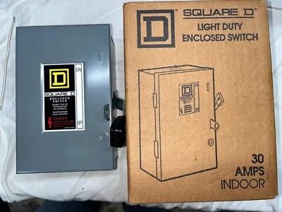 Square D Light Duty Enclosed Switch 30AMP - INDOOR 10-2W 120V. AC ...
