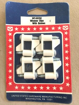 NIP United States Hardware White Plastic Window Clips w/Screws WP-8826C ...