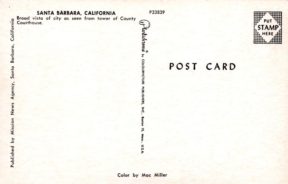 County Courthouse Vista Santa Barbara California Chrome Vintage Post ...